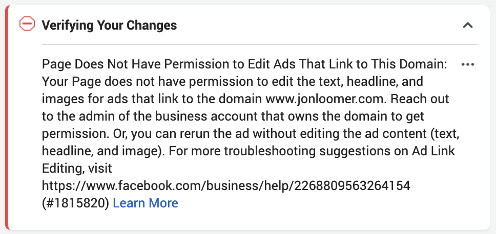 Facebook Domain Verification: Link Ownership Control - Jon Loomer Digital