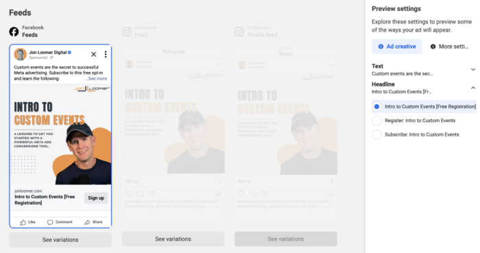 Customize Meta Ad Creative by Placement - Jon Loomer Digital
